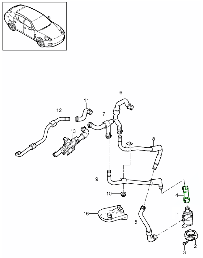 Porsche 970 Panamera Heater hose 97057258100 - 97057258100 | Design 911