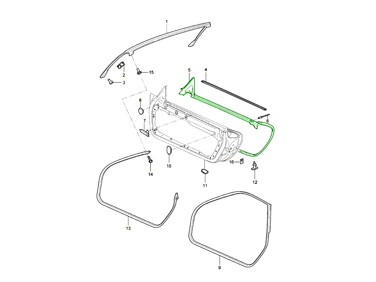 Porsche 997 987 Cayman Boxster Door seal inner 9975375307 99753753207 ...