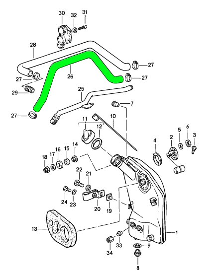 Porsche 911 1984-89 Breather hose 93020738601 - 93020738601/1 | Design 911