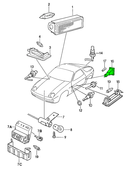Porsche 928 Door Safety Light 92863113100 - 92863113101 | Design 911