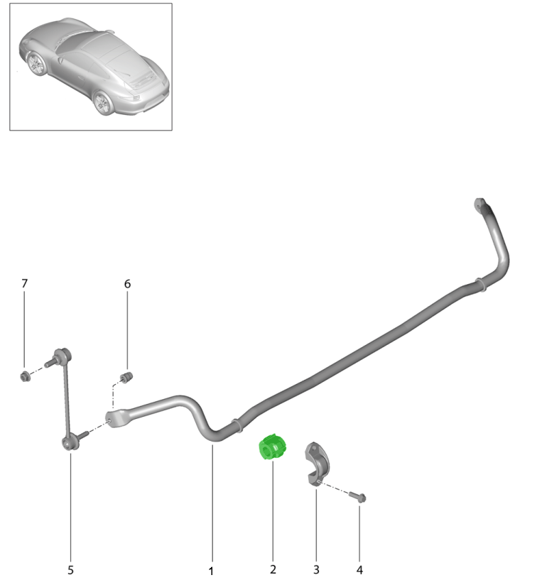 Porsche 991 Stabilizer Bar Bush Rear 99133379409 - 99133379409 | Design 911