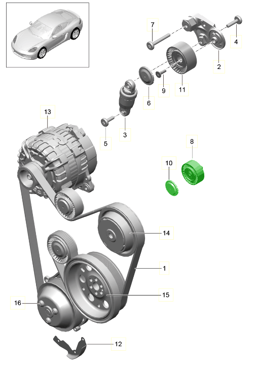 Original Porsche 0PB145257 9A110203001 94610211730 Drive belt idler ...