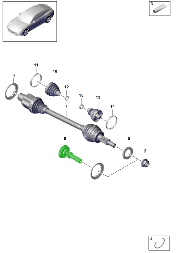 Porsche 971 970 Panamera Front stub shaft 298407313 - 298407313 ...