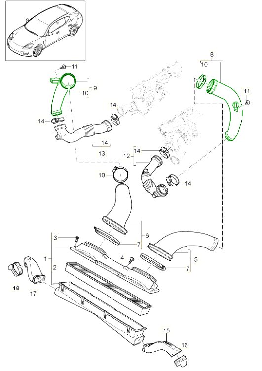 Original Porsche 97011015474 97011015374 Intake manifold for Porsche ...