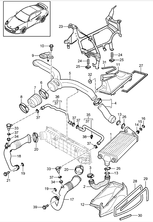 Radiator Intercooler Right Porsche 997 Gen1 Turbo - 99711064000 ...