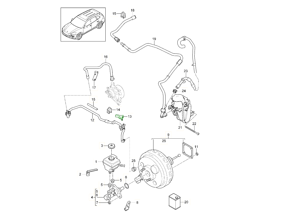 Brake pressure sensor (start/stop) Porsche 970 / 958 95835505107 ...