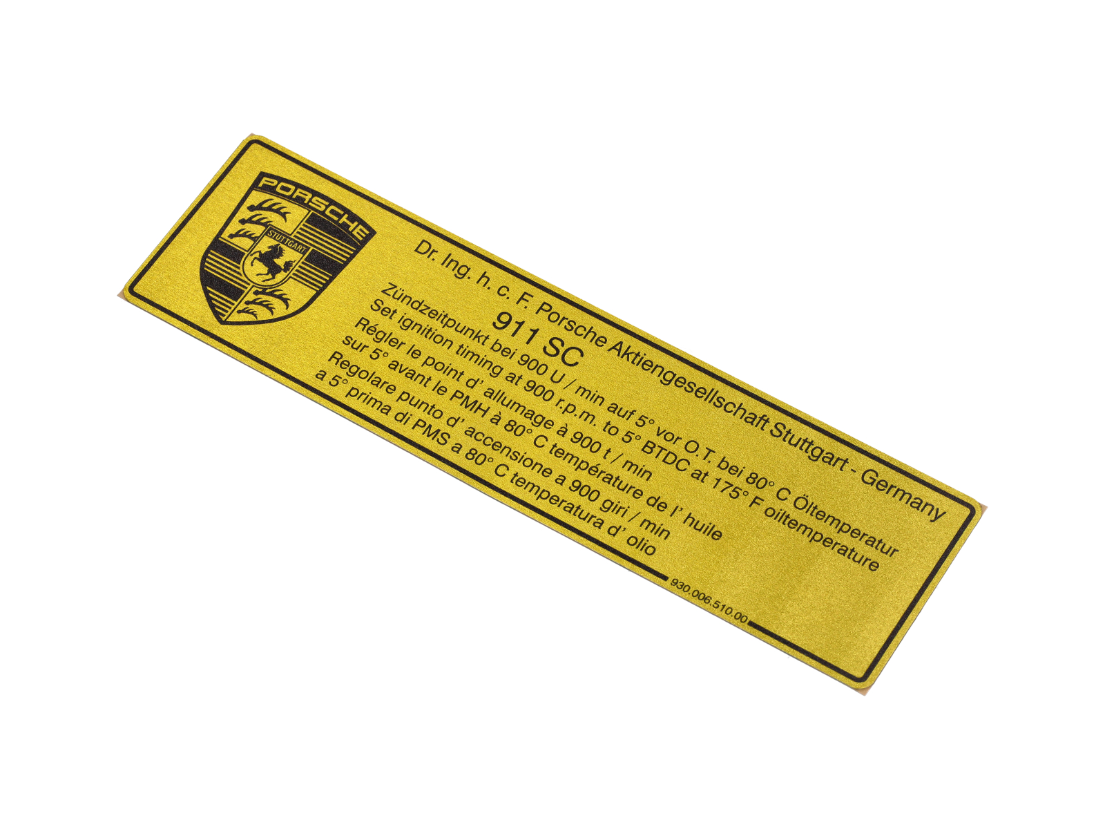 Buy Porsche 911 & 912 (1965-1989) 911 1978-1983 3.0L / SC Timing Decals ...