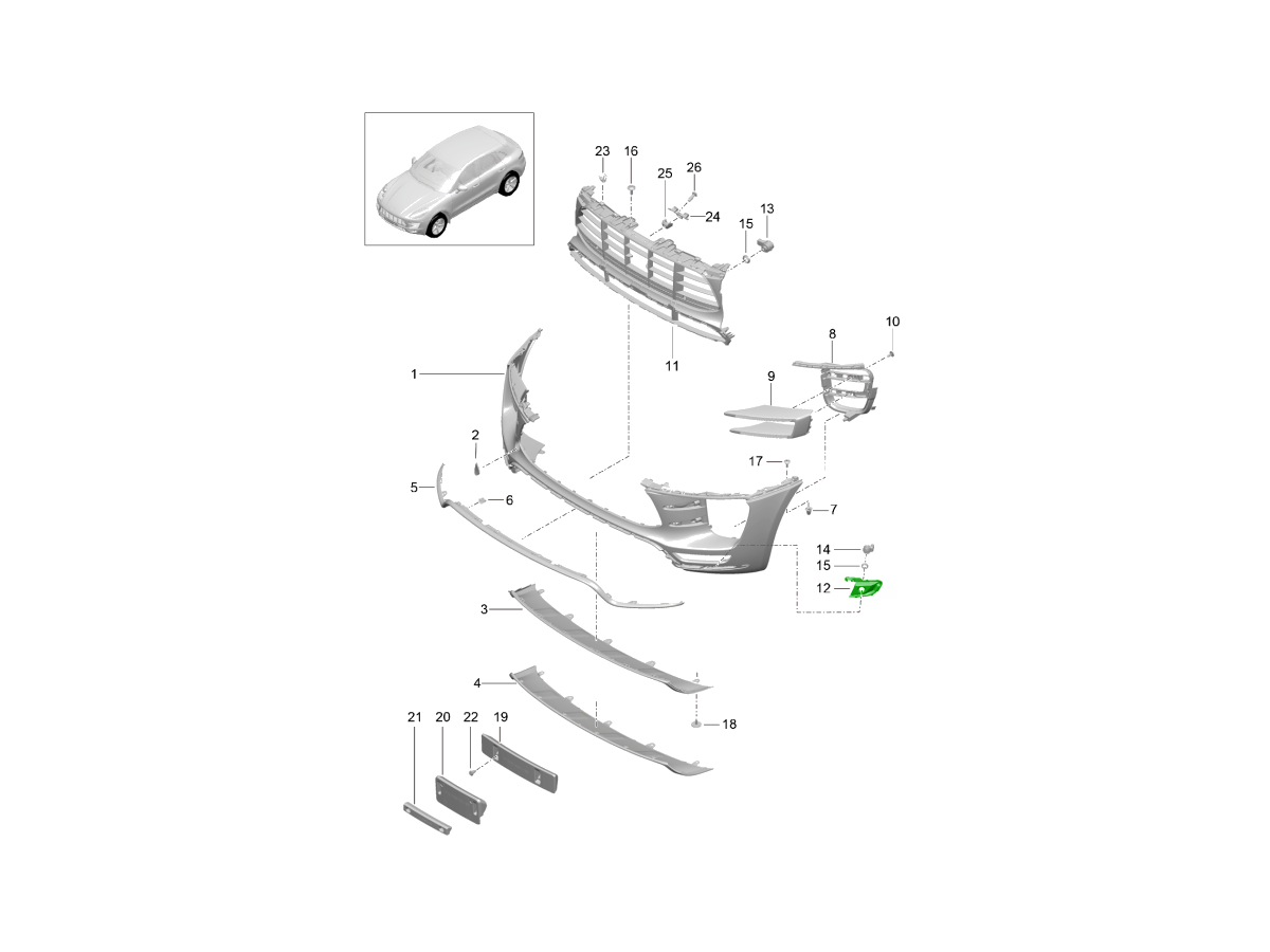 Porsche Front Bumper Light Surrounds & Holders | Fog & DRL Mounts ...