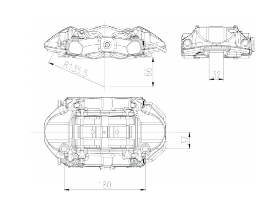 Brake calipers 4 pistons for Porsche multiple applications - 3604208322 ...