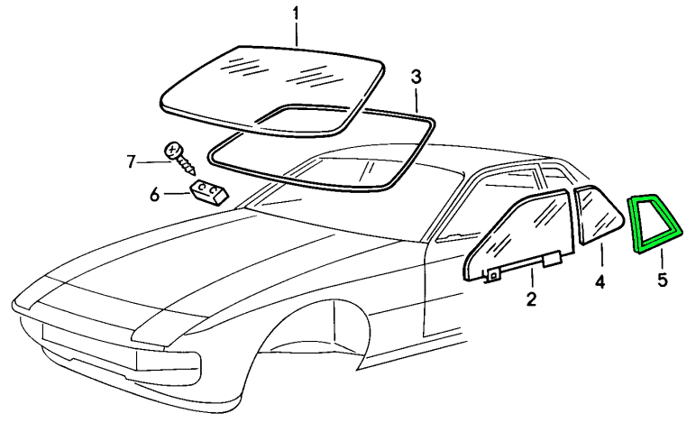 Porsche 944 Rear 1/4 Glass Seal - 94455732100 | Design 911