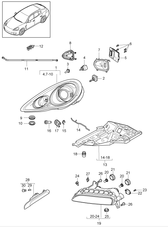 Porsche 970 Panamera Headlamp Control Unit 97061814301 97061814302 ...