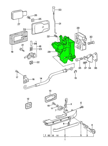 Porsche 924 Door Lock Inner Part 92753790704 92753790804 - 92753790704 ...