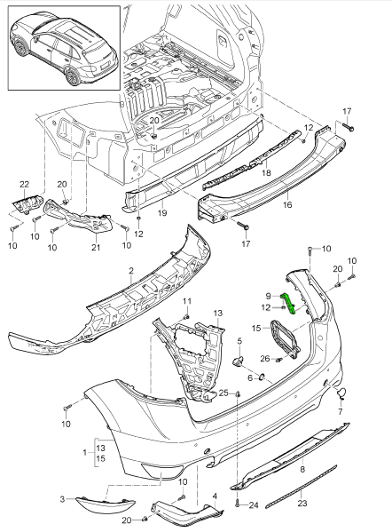Porsche 958 Cayenne Rear Bumper Side Support 95850504600 95850504500 ...