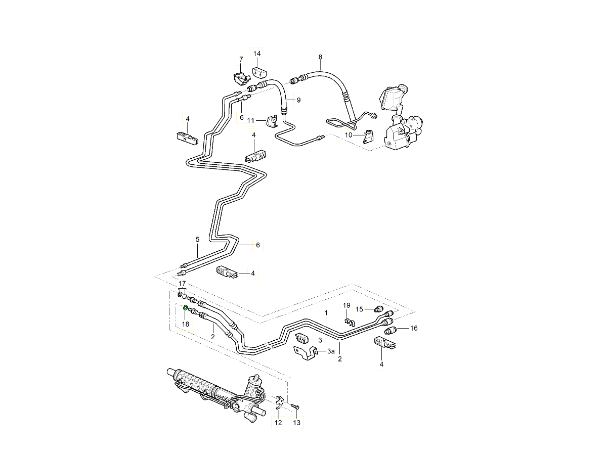 Power steering line seal, return line to rack. Porsche 986 Boxster ...