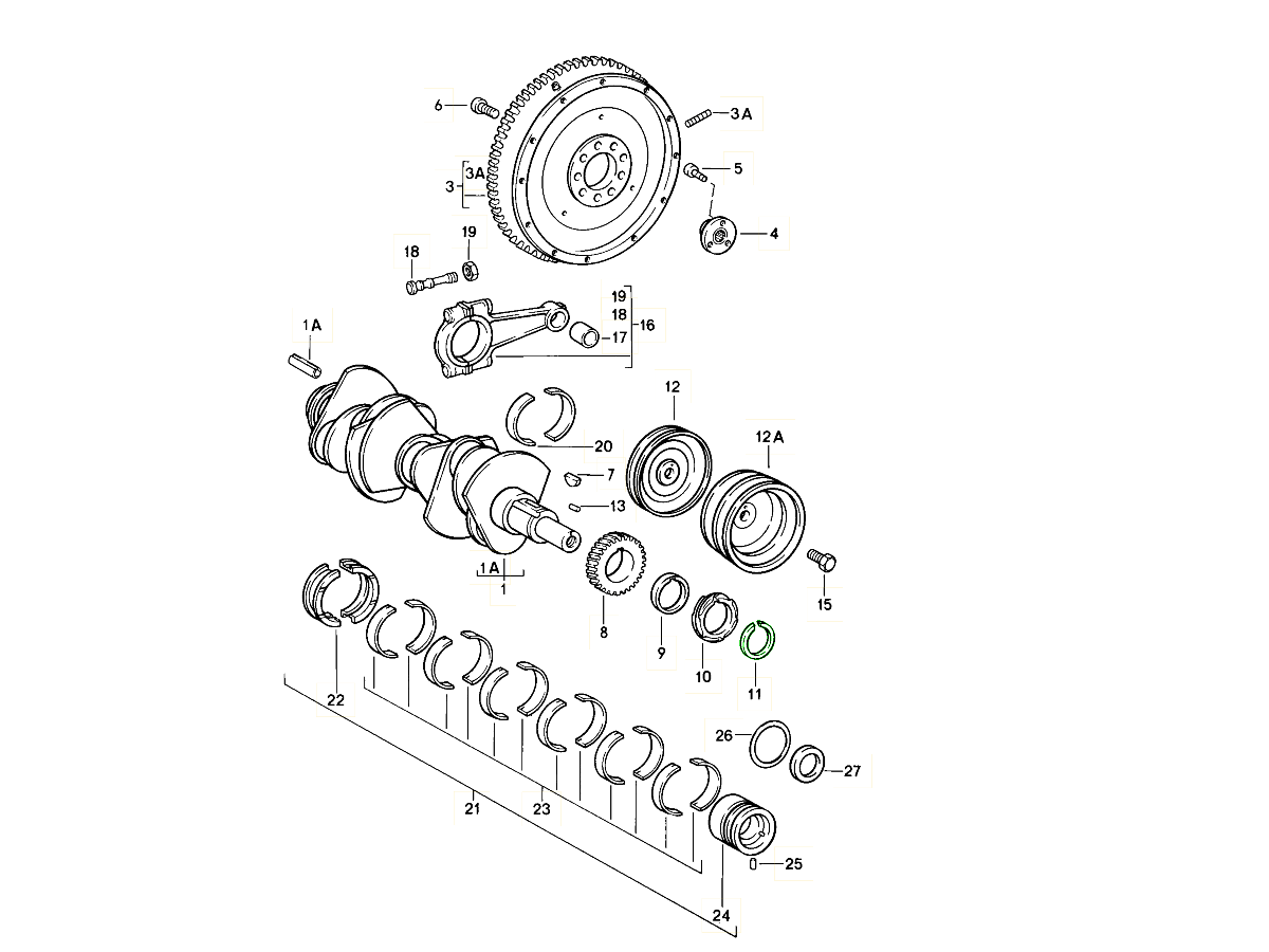 Porsche 911 Crankshaft circlip lock ring on the distributor drive gear ...