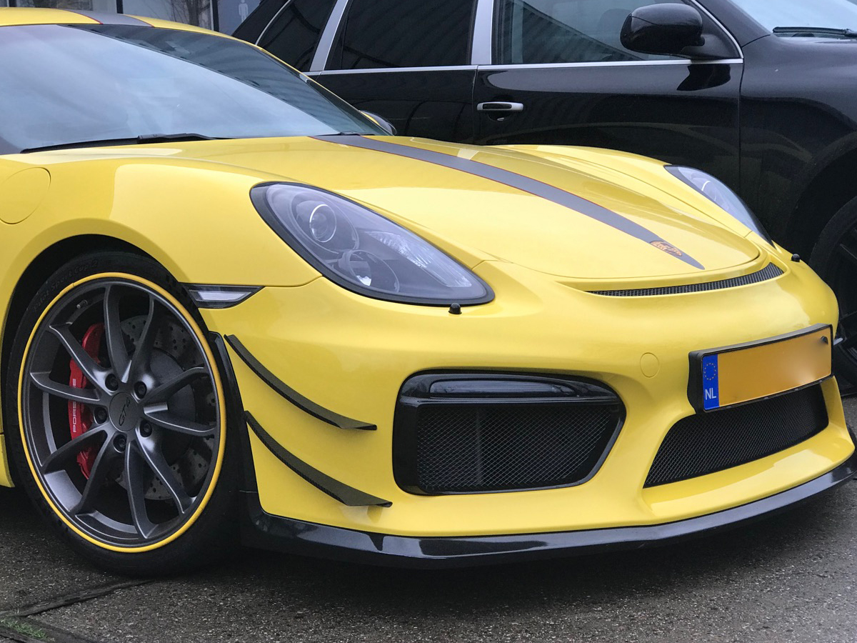 Carbon fibre front bumper dive plane kit for Porsche 981 Cayman GT4 ...