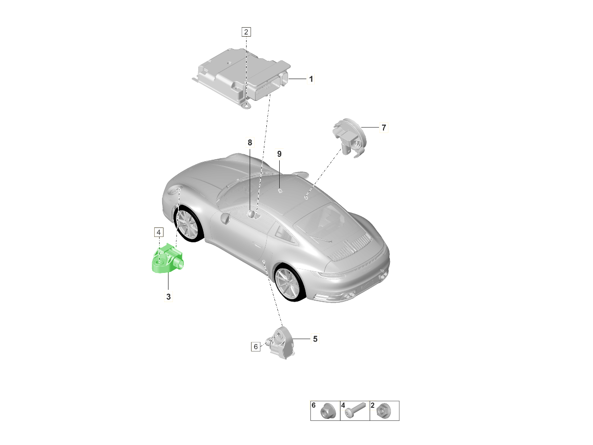 Porsche 992 Crash sensor for airbag front 992959651 - 992959651 ...