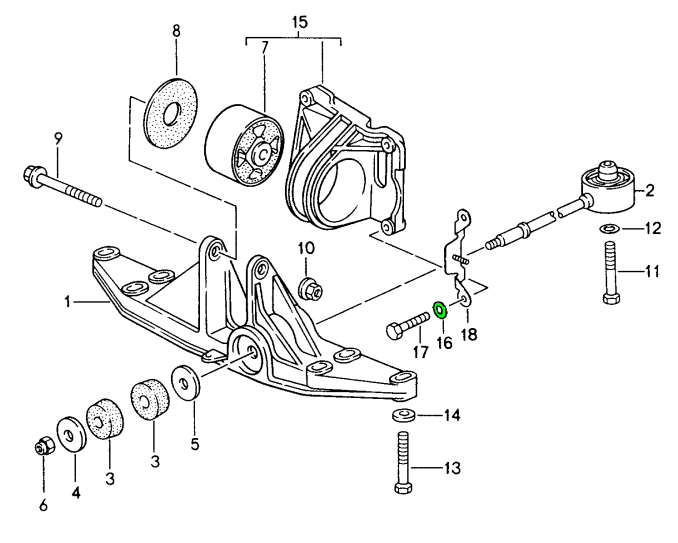 Porsche 993 Gearbox Bracket Support Hexagon-Head Bolt Washer ...