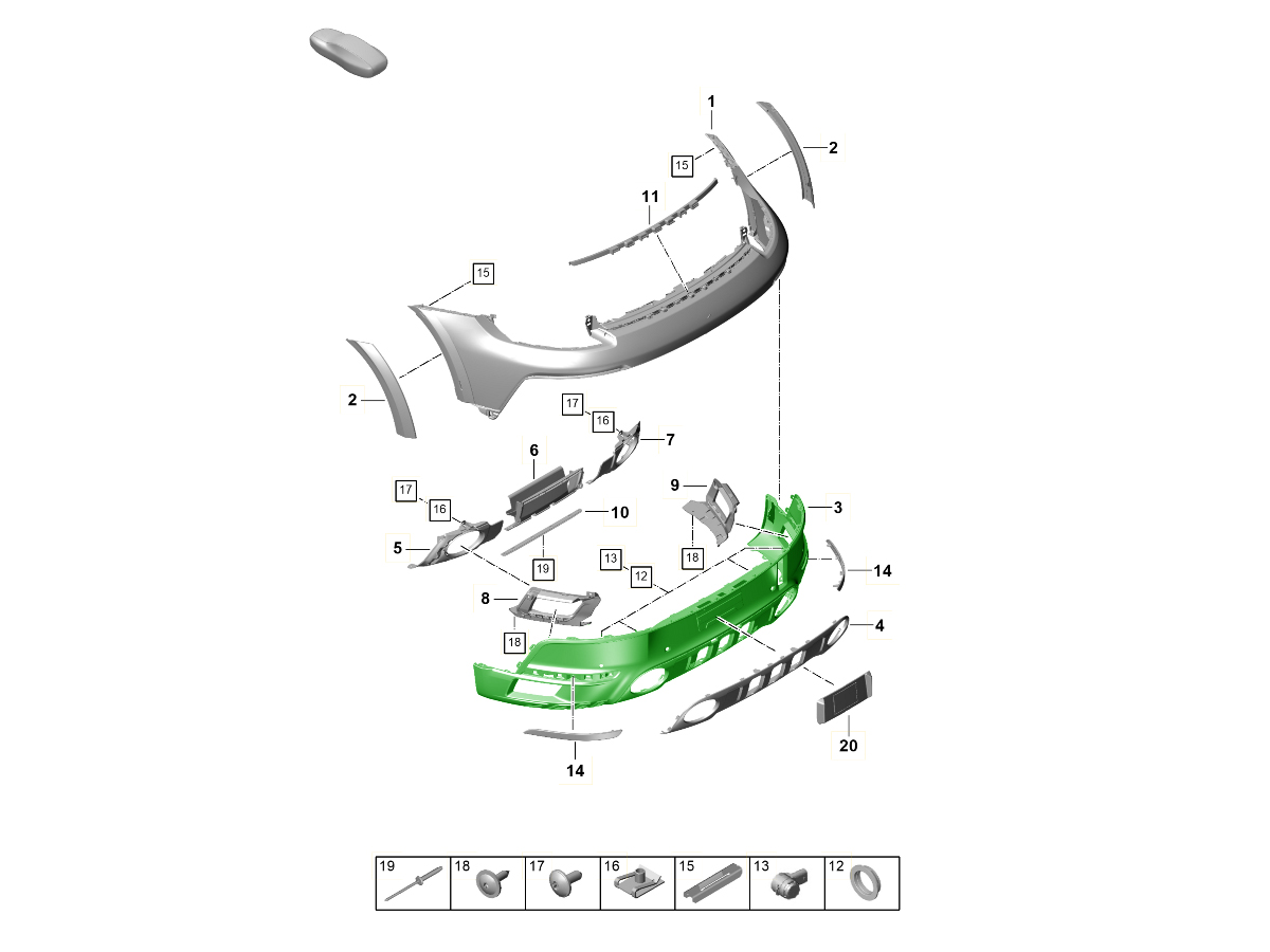 Rear bumper cover Matt Black. Porsche 992 Dakar - 992898035 | Design 911