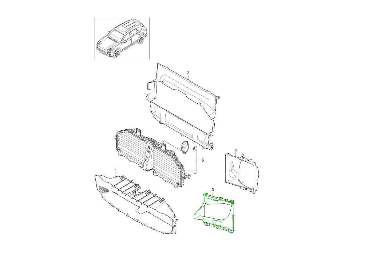 Front bumper radiator support aur duct Porsche 958 Cayenne 95850533530 ...