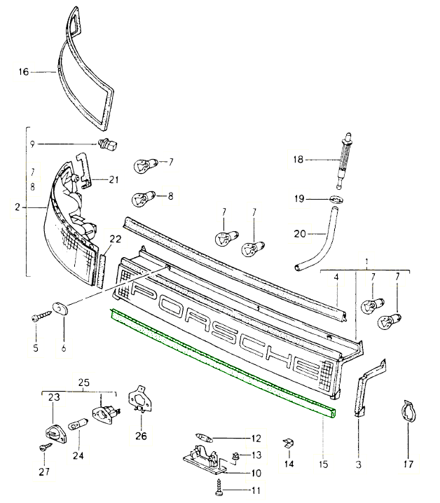 Porsche 964 Gasket for rear centre lamp 96463114801 96463114800 ...