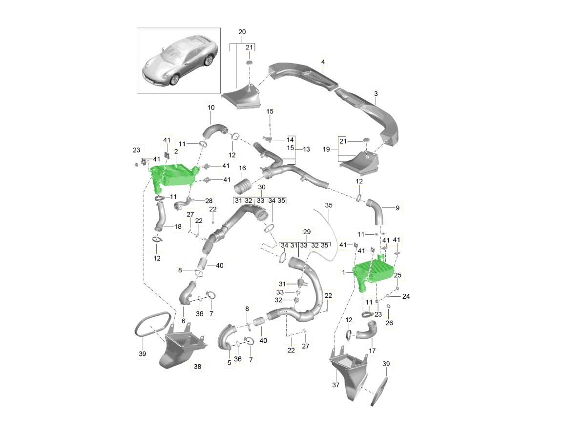 Buy Porsche 992 (911) 2019>> 992 Targa 4 3.0L Water / Coolant Radiators ...