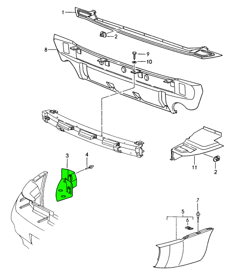 Porsche 993 Heat shield for Rear Light Frame 99350565500 99350565600 ...