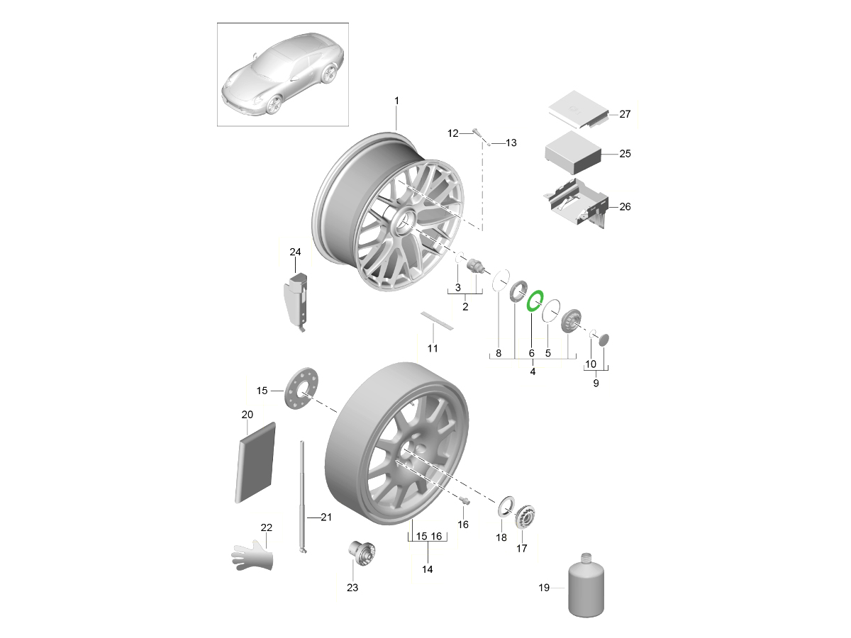 Washer for centre lock wheel nut. Porsche 991 99136118900 - 99136118900 ...