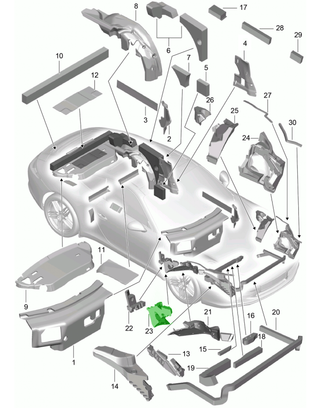 Porsche 991 Front wing foam splash shield 99157251400 - 99157251400 ...