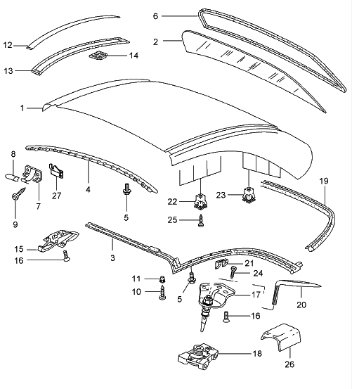Porsche 996 hardtop catch, 99656340403, 99656340303 - 99656340303 ...