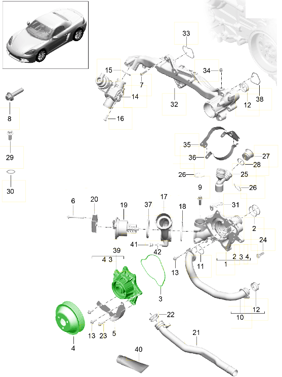 Porsche 718 Cayman Water pump 9A210605003 9A210605002 9A210605001 ...