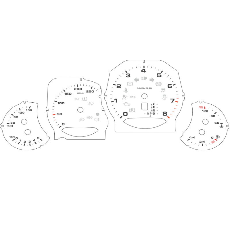 Dial face set, KMH. Porsche 958.2 Cayenne / Cayenne S / Cayenne GTS ...