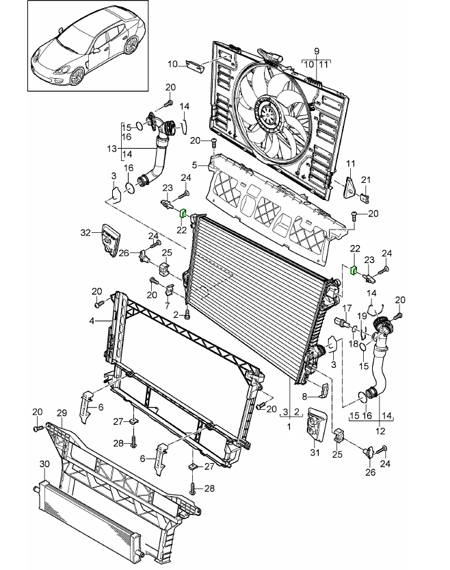 Porsche 970 Panamera Radiator rubber mount 97010665102 - 97010665102 ...