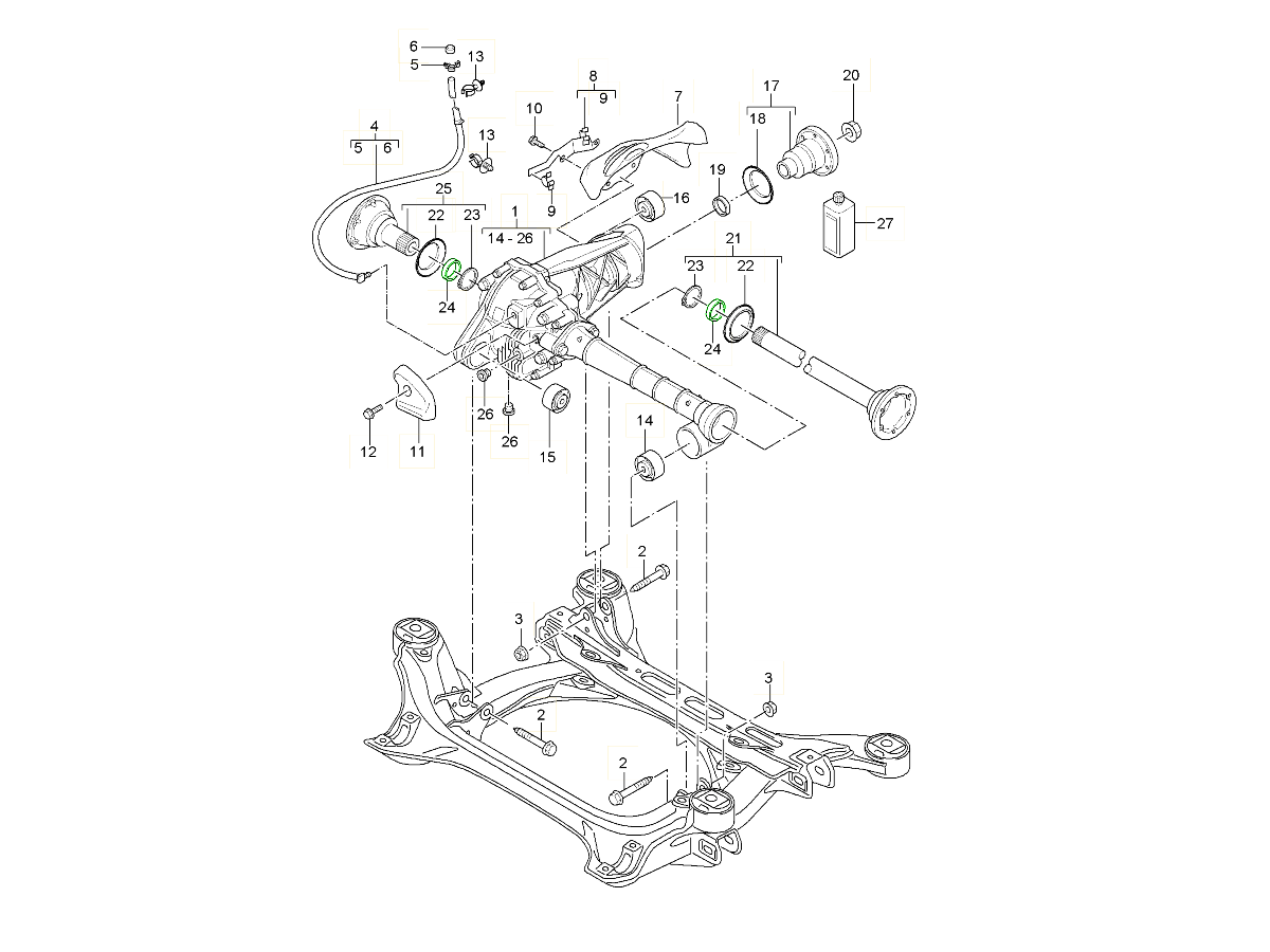 Porsche 955 957 958 Cayenne Differential flange oil seal 95534918910 ...