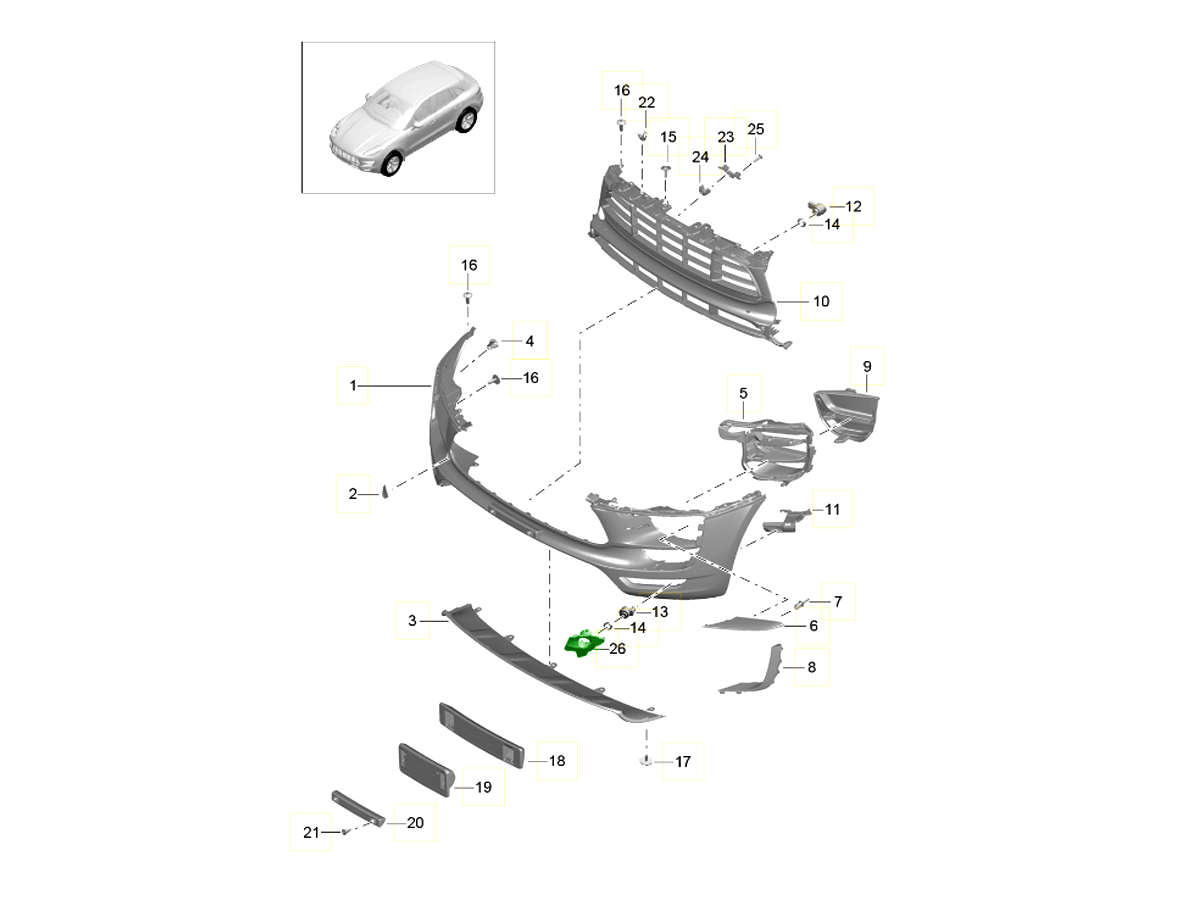 Porsche 95B.1 Macan Front bumper parking sensor bracket 95B807130A ...