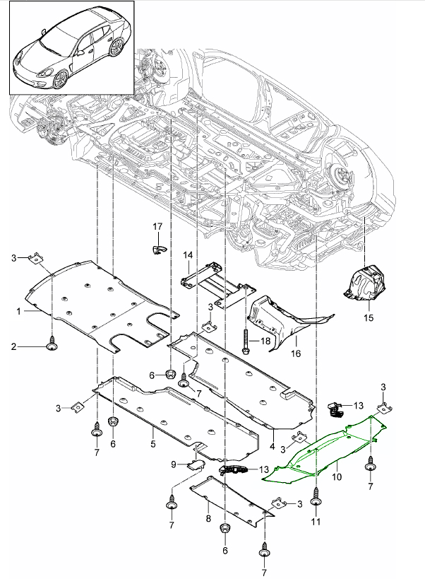 Porsche 970 Panamera Rear undertray cover 97050411508 - 97050411512 ...