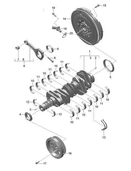 Crankshaft pulley with vibration damper. Porsche 987.2 / 981 / 997.2 / ...