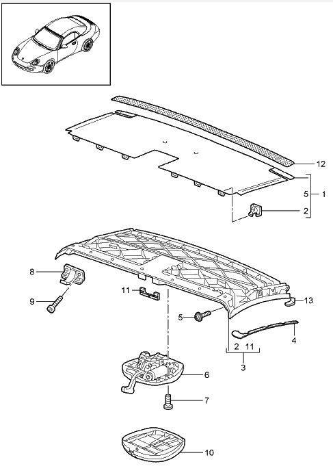 Cabriolet Hood Roof Catch Trim Cover. Porsche 997 MKI / MKII ...