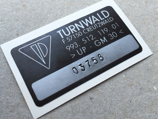 Porsche 993 Turnwald rear spoiler sticker 99351211901 - 99351211901/2 ...