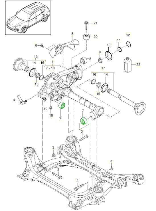 Original Porsche 95834933770 Front differential housing rubber mount ...