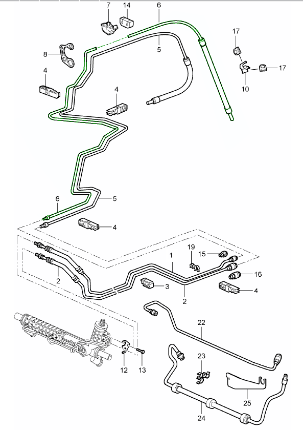 Porsche 997 Turbo Power steering pressure line 99734744553 ...
