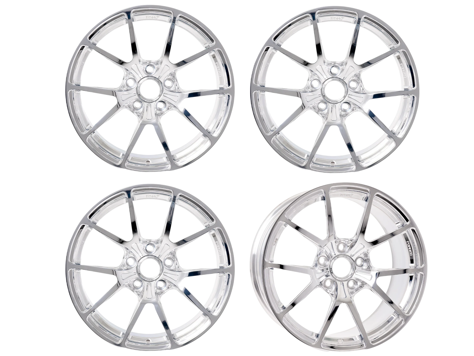 Titan 7 Forged T-P5 Split 5 Spoke Alloy Wheel Set Polished Clear ...