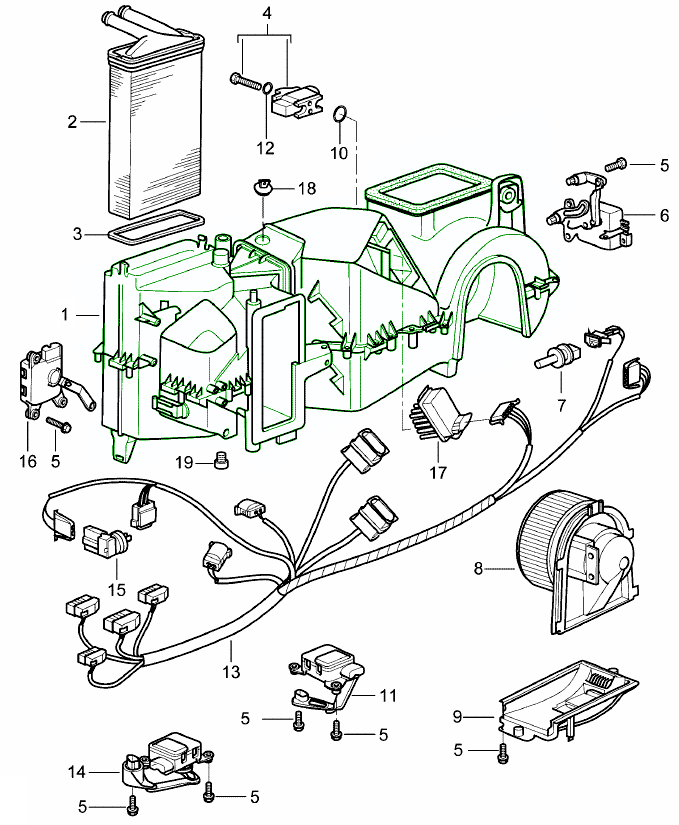 Air Conditioning Housing with Evaporator LHD cars Porsche 99657390102 ...