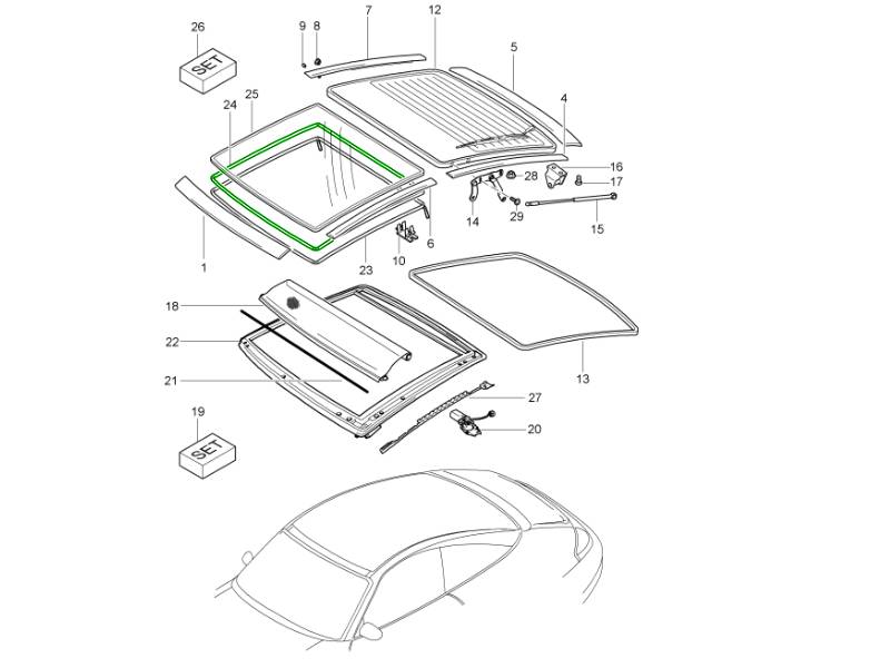 Glass Roof Seal, TARGA. Porsche 996 Carrera / 997.1 Carrera / 997.2 ...