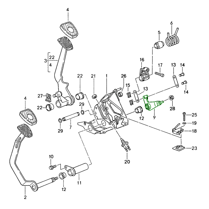 Original Porsche 99342351903 Pedal box lever for Porsche 993 1995-98 ...