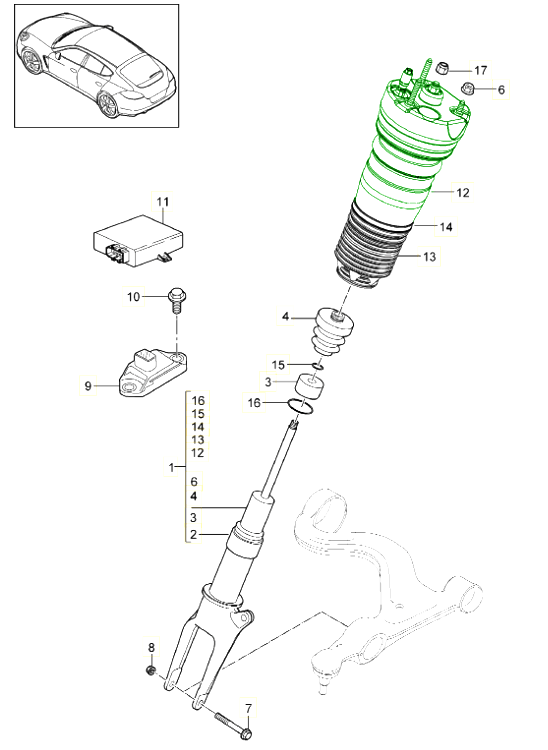 Porsche Panamera 970.2 Rear shock absorber air spring 97034315133 ...
