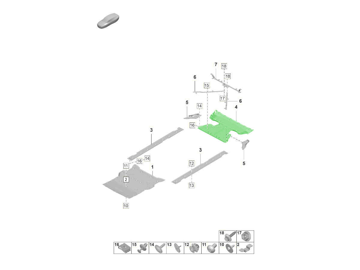 Underbody trim, rear end. Porsche 9J1 Taycan 9J1825213 9J1825213A ...