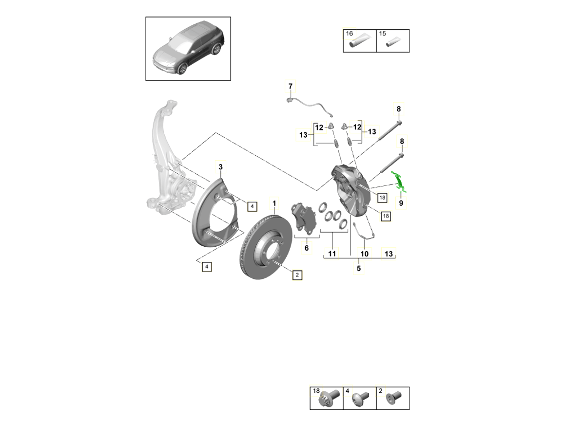 Porsche Cayenne Macan front Brake caliper retainer spring 9Y0615269 ...