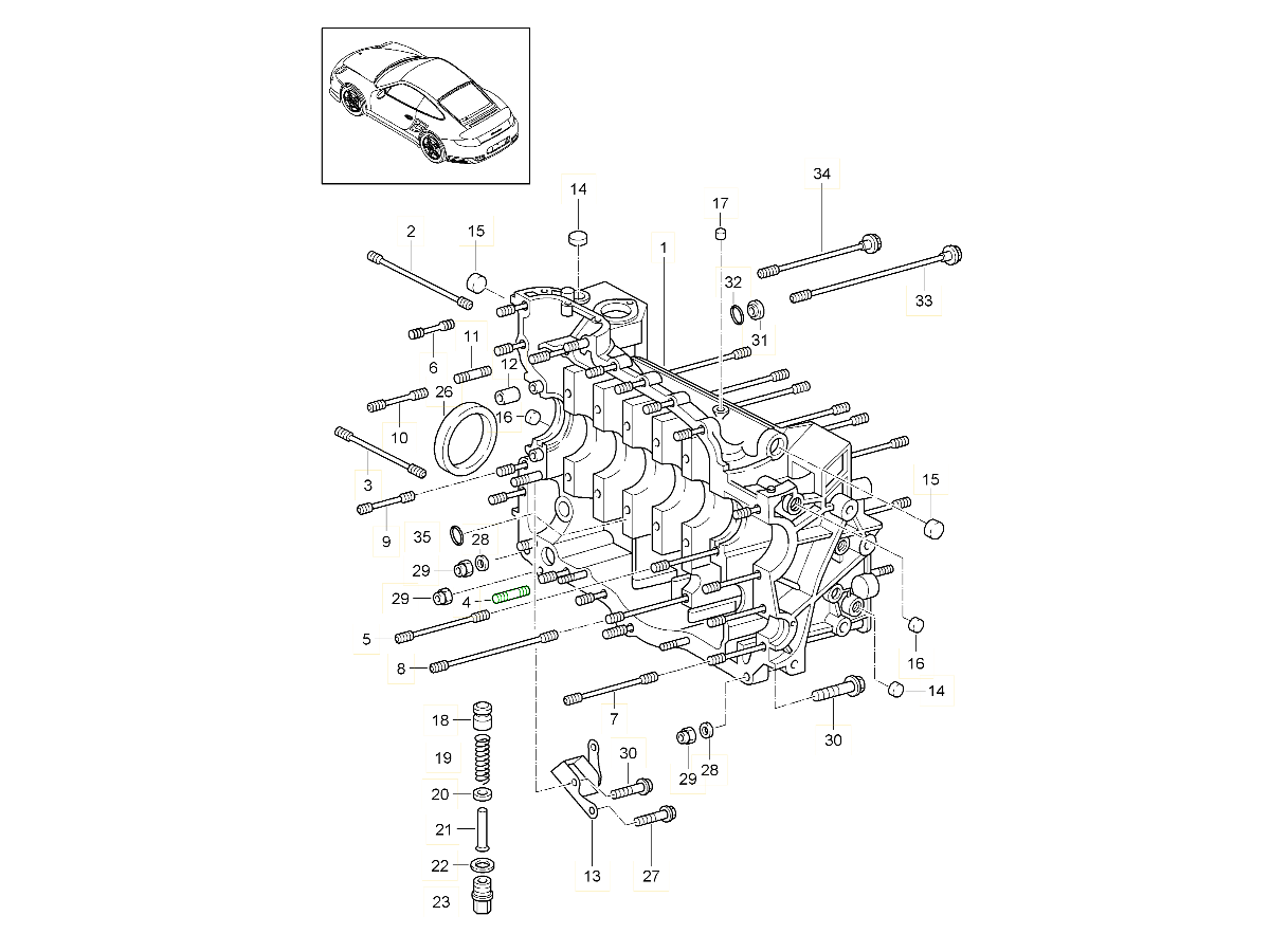Porsche 991 964 993 996 997 Crankcase stud 90006010601 - 90006010601::1 ...