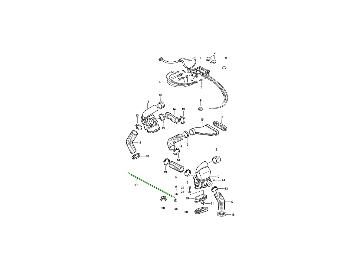 Control cable heater control box. Porsche 911 91157211401 91157211400 ...
